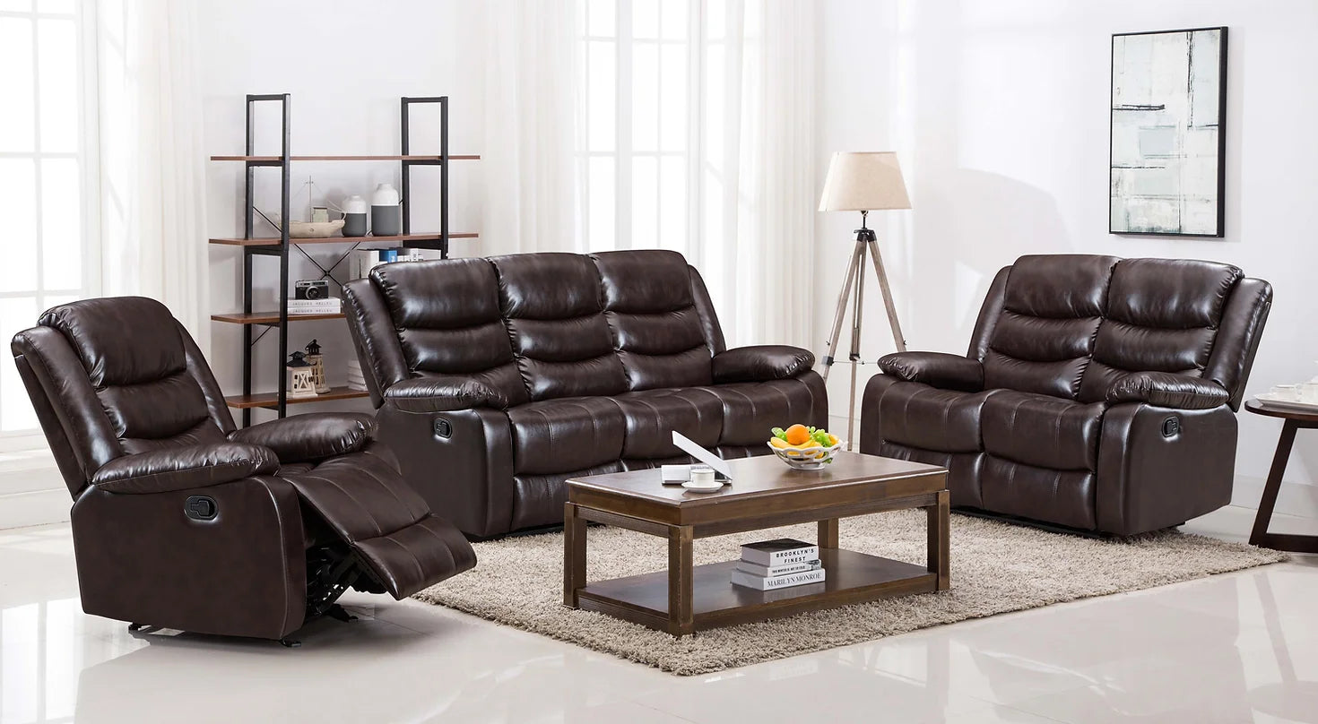 3pcs Miami Brown Reclining Sofa Set