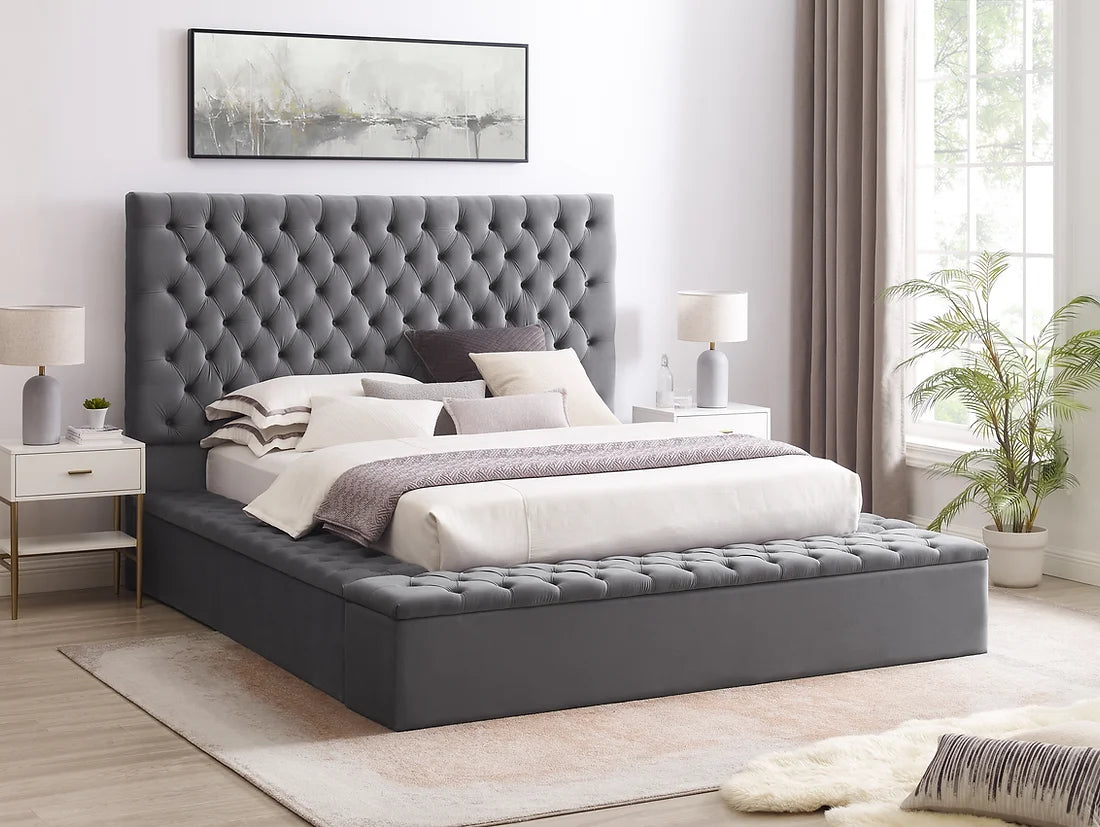 Velvet Tufted Storage Platform Bed Frame (Multiple Colors) – FV FURNITURE